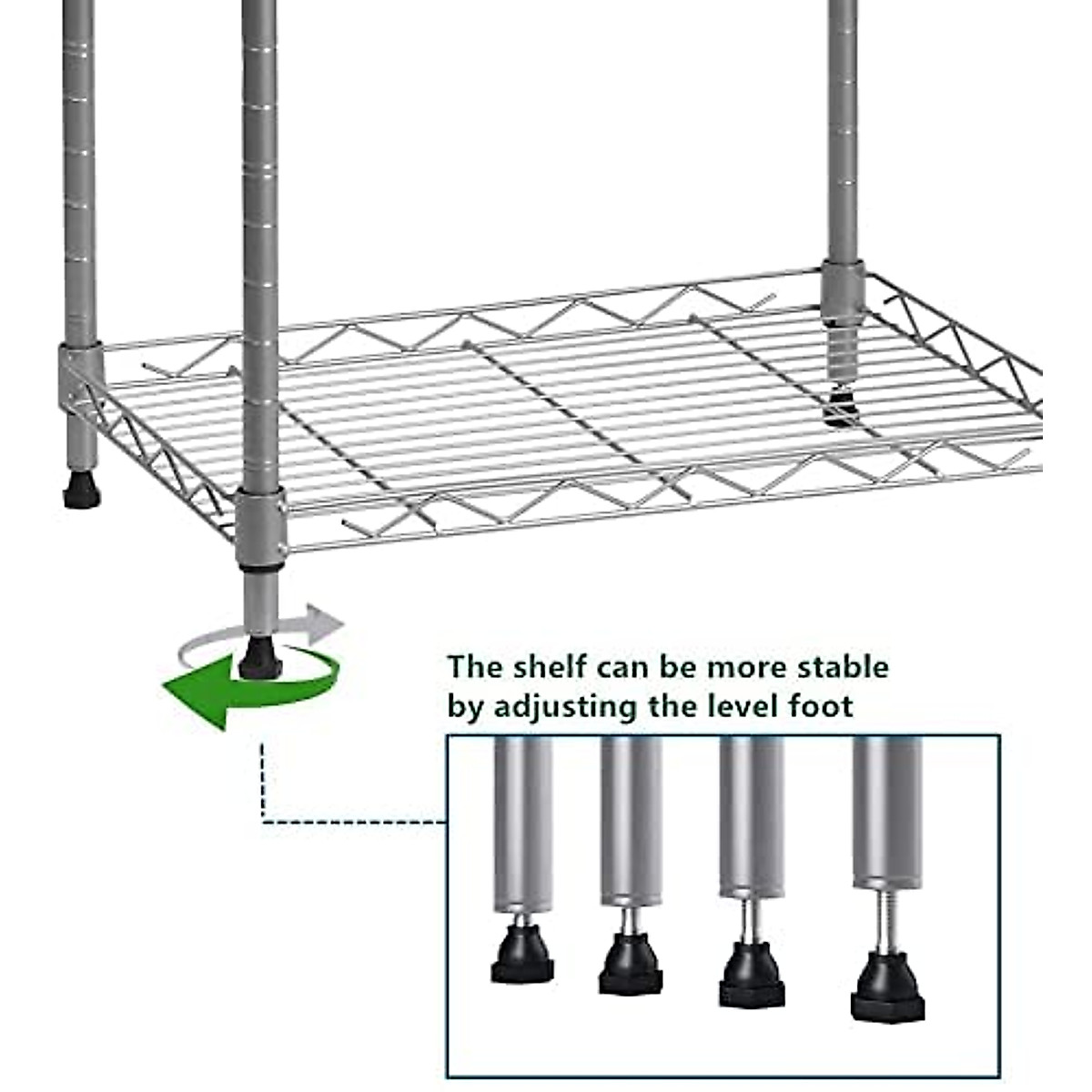REGILLER 4-Tier Wire Shelving Unit Metal Storage Rack Adjustable Organizer Perfect for Pantry Laundry Bathroom Kitchen Closet Organization (Silver, 16.9L x 12W x 50H)