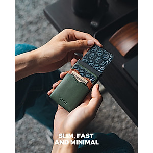 VULKIT Credit Card Holder Minimalist Slim Pop Up Wallet with Leather Slots RFID Blocking for Men and Women Holds 7 Cards and Notes Green