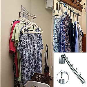 Sunmall 12.6" Folding Wall Mounted Clothes Hanger Rack, Garment Hook Stainless Steel with Swing Arm Holder Clothing Hanging System Closet Storage Organizer for Bedrooms Bathrooms Laundry Room (2Pacck)