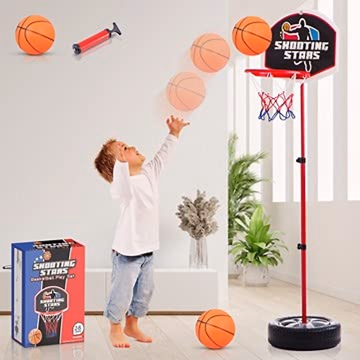 Toddler Basketball Hoop for Kids 1-3 - Adjustable Indoor & Outdoor Mini Court Set -Party Summer Birthday Fun Gift for Ages 2-4 Includes Basketball Goal, Stand, and Balls