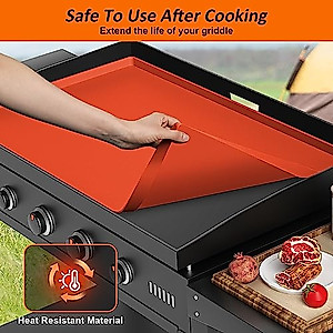 Grill Cover for Outdoor Grill Mat Silicone 28 inch for Blackstone Griddle Cover, BBQ Griddle Cover for Weber Grill Mat, Protect Griddle from Rodents, Insects, Debris and Rust (Orange)