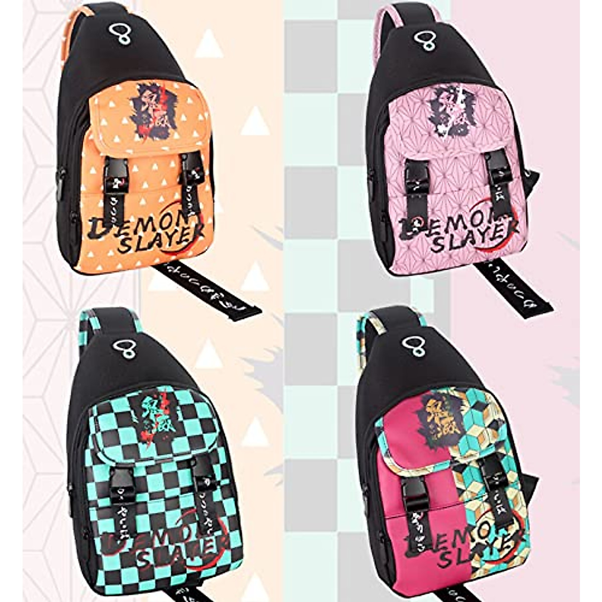 Anime Cosplay Shoulder Bag,Hashibira Inosuke Students Bookbag Backpack School Bag Daypack