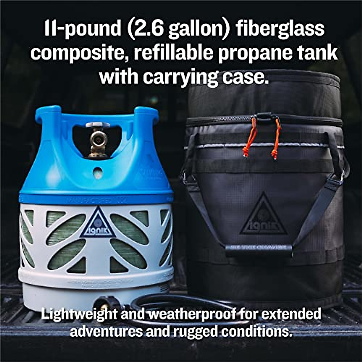 Ignik Gas Growler X-Comp Lightweight 11-Pound Composite Propane Tank with Carry Case and Adapter Hose