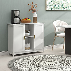 TaoHFE White Storage Cabinet, Credenza Buffet Cabinet Wooden Coffee Bar Cabinet Buffet Table White Sideboard Thin Cabinet for Narrow Spaces Entry Cabinet Hallway Cabinet for Kitchen