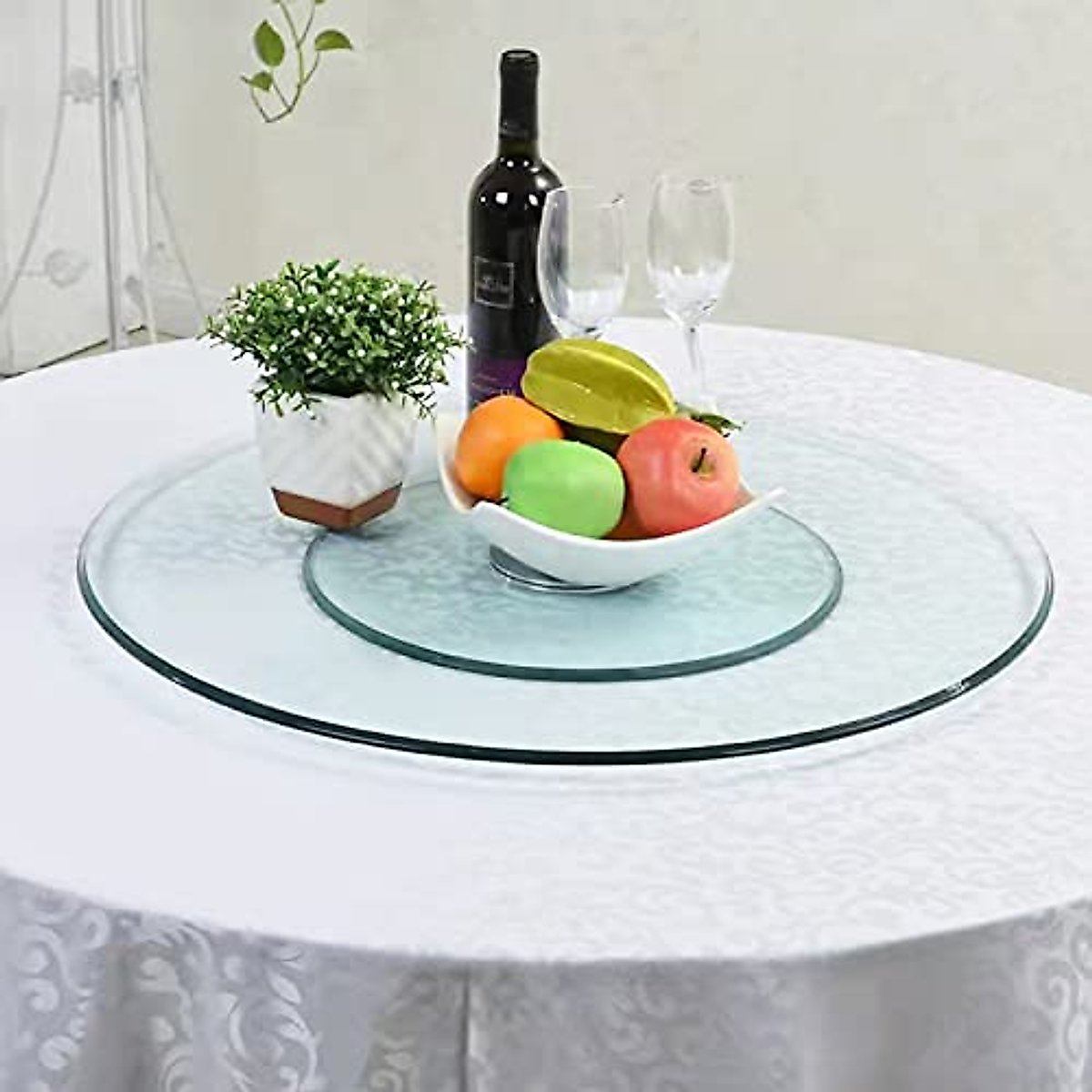 Lazy Susan,Tempered Glass Rotating Tray Tempered Glass Round Turntable Rotating Serving Tray Tempered Glass Lazy Susan for Dining Table Rotating Tray Glass Serving Plate (31 inch)