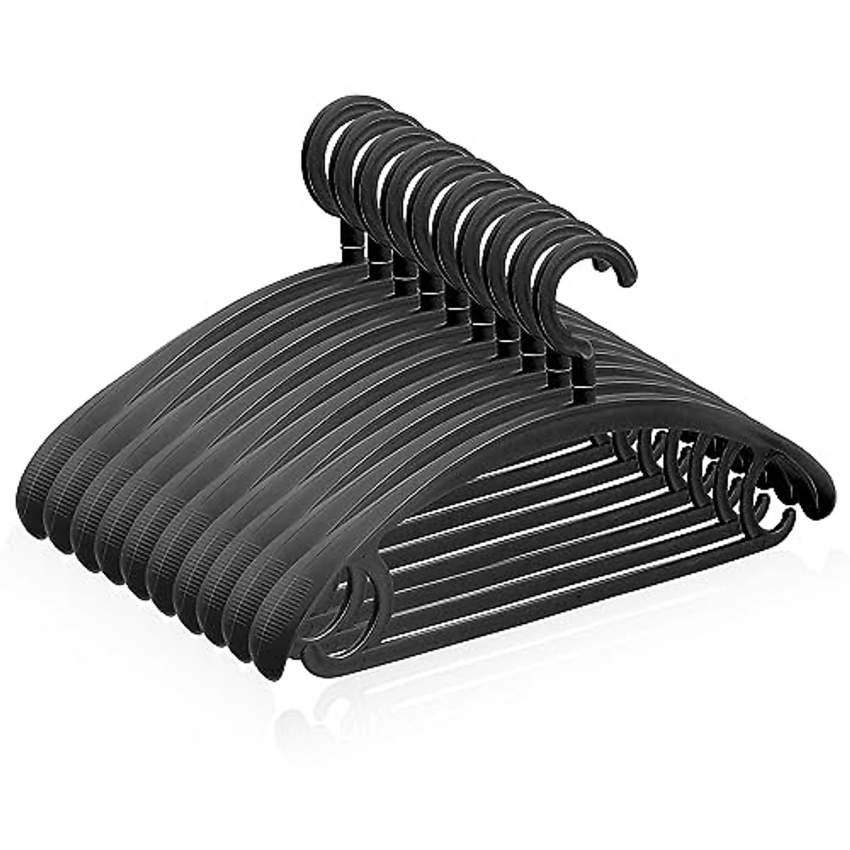 Trrcylp 10 Pack Heavy Duty Plastic Hangers 25lb Capacity Swivel Hook Clothes Hanger Wide Shoulder Non Slip Thick Coat Hanger Black