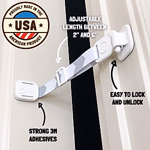 Door Buddy Baby Proof Door Latch for Cats - Grey. Adjustable Cat Door Strap Keeps Baby Out of Cat Food & Litter Box. Simple Child Door Locks for Kids Safety. Baby Gate Cat Door Interior Alternative