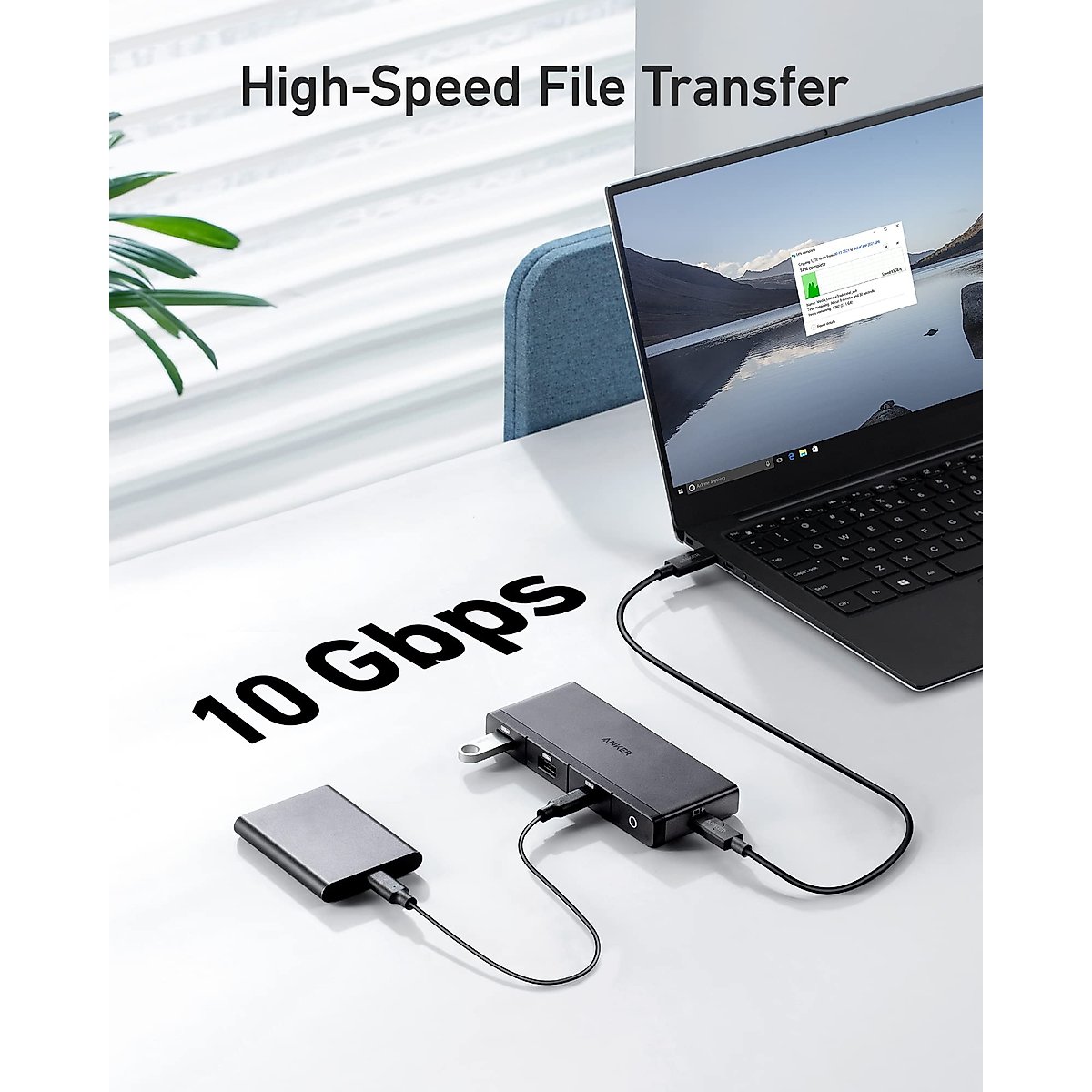 Anker USB C Hub, 556 USB-C Hub (USB4, 8-in-1) with 1.6ft USB4 Cable, 10 Gbps USB-C and USB-A Data Ports, 8K HDMI and DisplayPort New Nylon USB C to USB C Cable 100W 10ft, USB 2.0 Type C Chargi