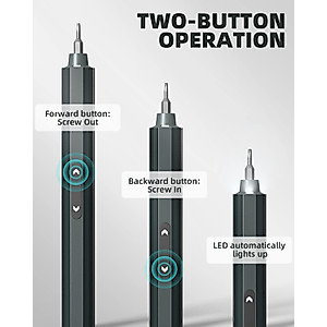 Mini Electric Screwdriver 48-in-1 Magnetic Bits, DOINOW Precision Electric Screwdriver LED Light, Electric Screwdriver kit for PC Building Phone Watch Laptop