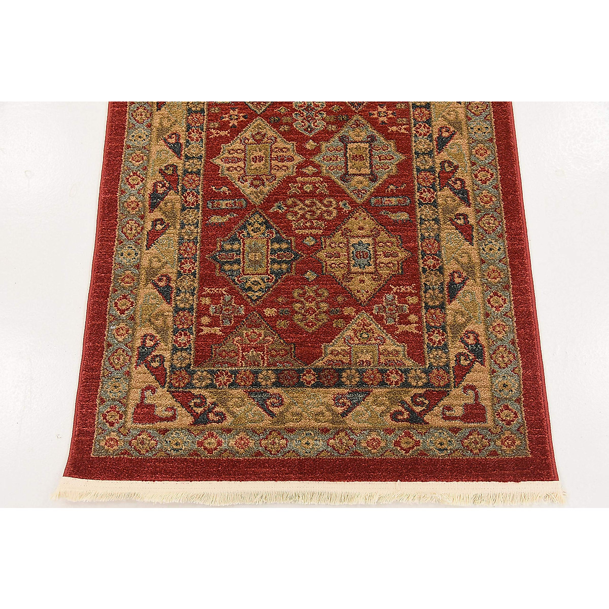 Unique Loom Sahand Collection Border Floral Geometric Area Rug (2' 7" x 6' 7" Runner, Red)