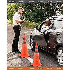 HiGiant [4 Pack] Collapsible Traffic Safety Cones 28'' inch, Orange Pop-up Cones with Reflective Collar, Caution Cones for Road Driving Practice and Parking lot
