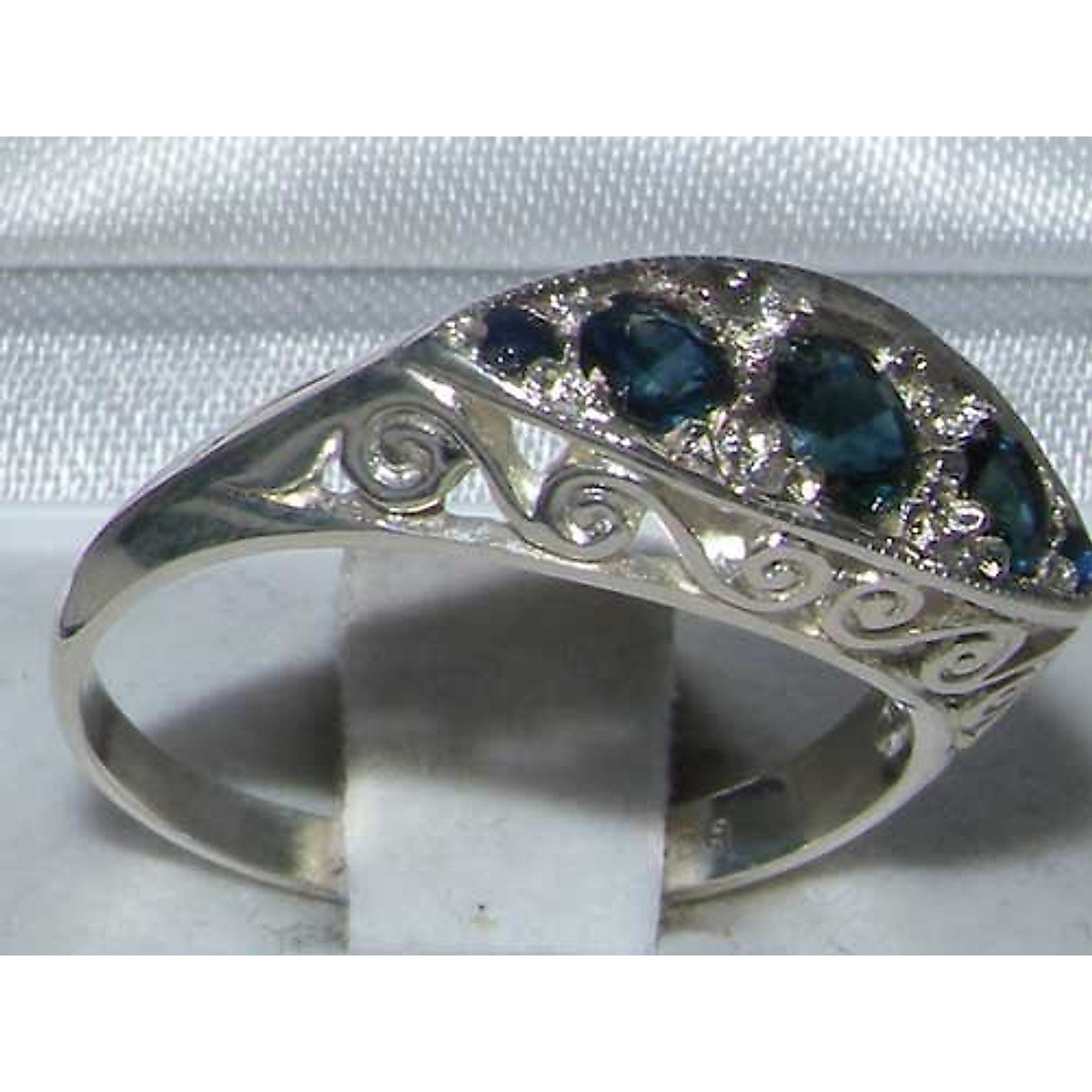 LetsBuyGold 925 Sterling Silver Natural Sapphire Womens Band Ring - Sizes 4 to 12 Available