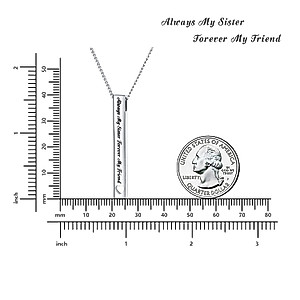 Rnivida Sister Gifts from Sister, Always My Sister Forever My Friend Bar Pendant Necklace, Sister Presents Christmas Birthday Jewelry Gift for Sisters (Sister - Silver)
