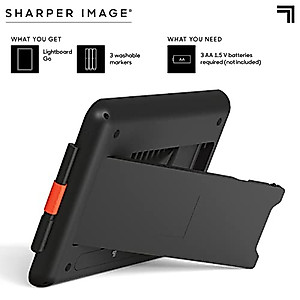 Sharper Image LightBoard LED Writing Pad with Stand, Includes 3 Washable Markers, 7 Light Modes & Magnetic Mount, Wipe Clean Surface, Perfect for Messages, Grocery Lists, Notes, Affirmations