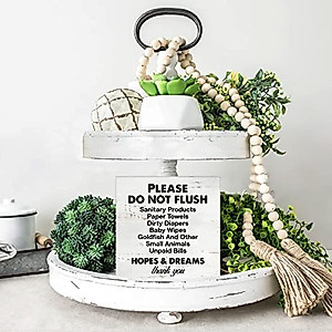 Funny Bathroom Wooden Box Sign Desk Decor Please Do Not Flush Sanitary Products Wood Block Plaque Box Signs with Quotes Rustic Box Sign for Home Bathroom Shelf Table Decoration (5 X 5 Inch)