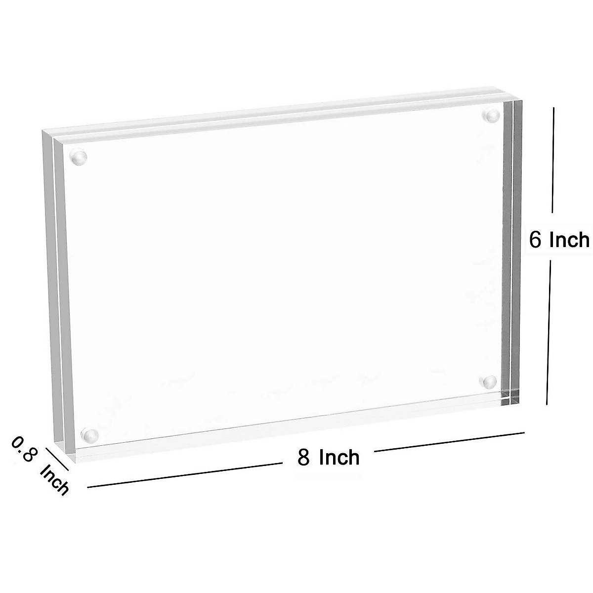 Meetu 5 Pack Acrylic Picture Frame 6x8,Clear Freestanding Double Sided 20mm Thickness Frameless Magnetic Photo Frames Desktop Display with Gift Box Package