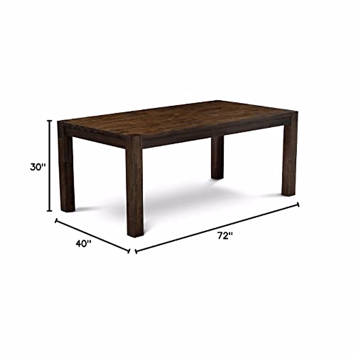 East West Furniture Wooden LM7-07-T Dinning Room Table Rectangular Tabletop and 72 x 40 x 30-Distressed Jacobean Finish