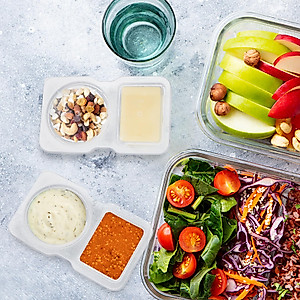 UVHJW 20 Sets Reusable Snack Container, Condiment Containers with Lid, 2 compartments Dipping Container for Refrige, Portion Control Containers, Takeaway Sauce Dip Case for Outdoor