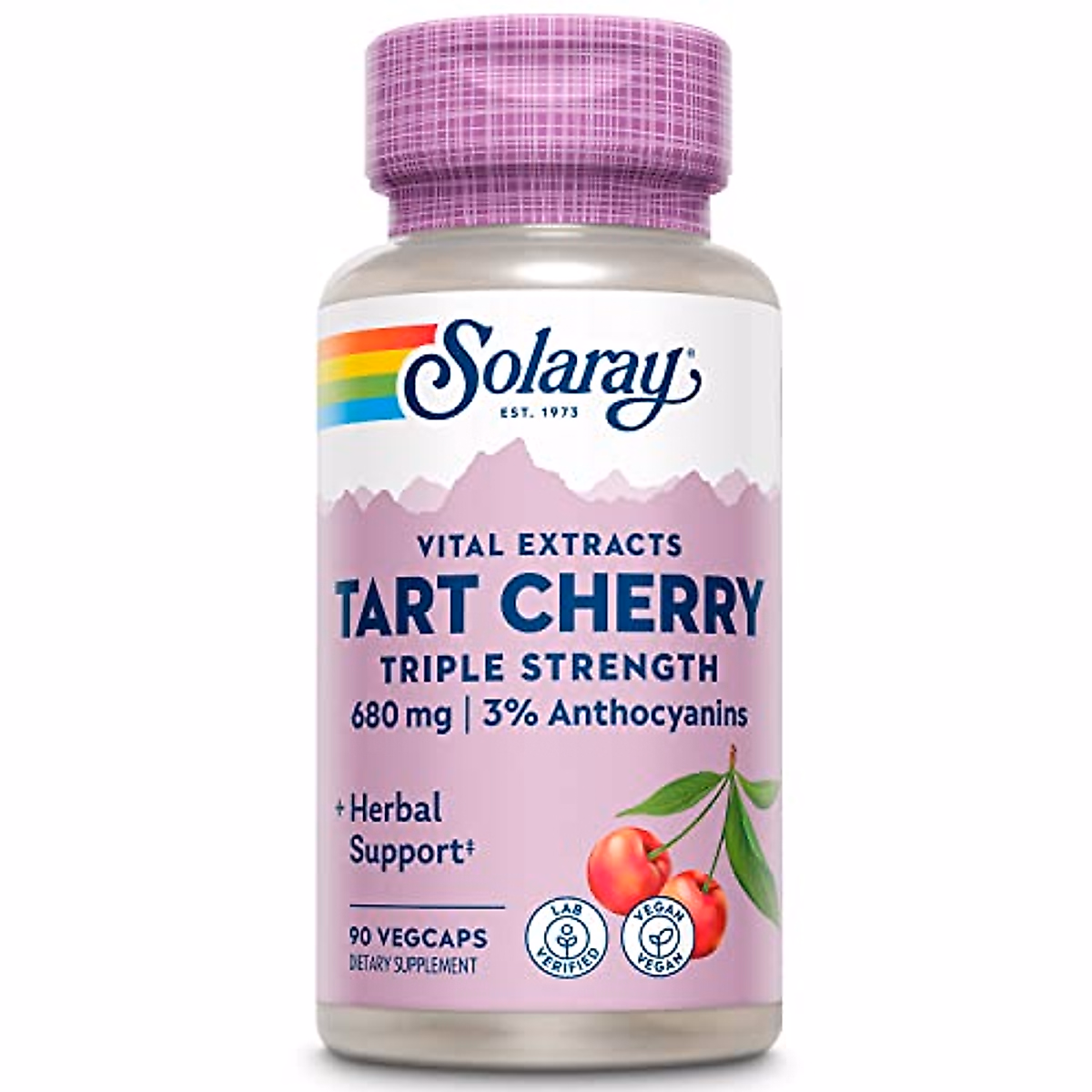SOLARAY Triple Strength Tart Cherry Fruit Extract | Helps Support Healthy Uric Acid Levels w/ Antioxidants & Anthocyanins | Non-GMO & Vegan | 90ct