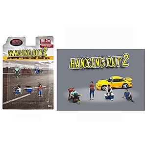 Hanging Out 2" 6 Piece Diecast Figure Set (4 Figures, 1 Seat, 1 Cooler) Limited Edition to 3600 Pieces Worldwide for 1/64 Scale Models by American Diorama AD-76518MJ