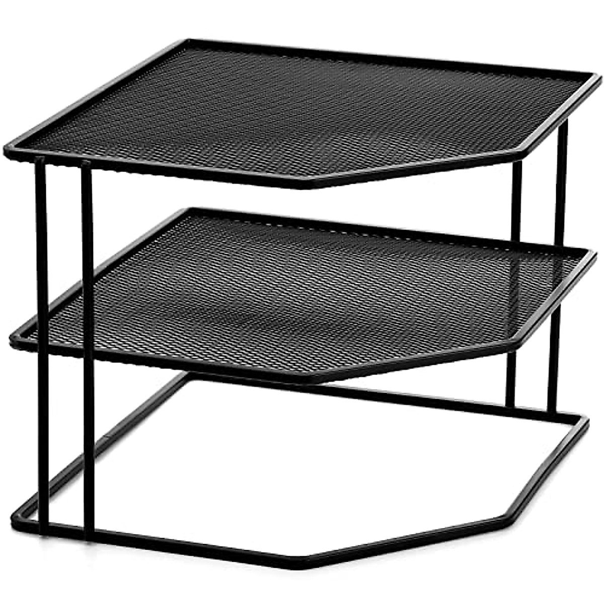 Yarlung 3-Tier Cabinet Corner Shelf, 9x9x7.5 Inches Metal Wire Plate Rack Kitchen Counter Corner Organizer for Cups, Dishes, Cupboard, Pantry, Black Elegant Finish