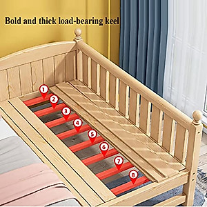 Wooden Widen Splicing Bed, Solid Pine Wooden Bed Frame, Bedroom Furniture for Adults, Kids, Teenagers, with Mattress + Bed Surround (Color : Style 1, Size : 200x60x40cm)