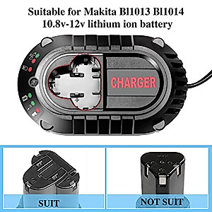 laipuduo Li-ion Battery Charger for Makita BL1013 BL1014 10.8V-12V Lithium-ion Batteries DC10WA Electrical Drill Screwdriver Tools Power Supply Charger with US Standard Plug