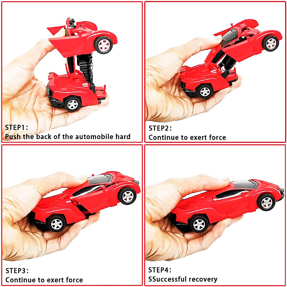 FQDVM Transformers Robot Car 2 in 1 Best Toys for 3 4 5 6 7 8 Year Old Kids， Christmas Birthday Gifts for 3-12 Year Old Boys Girls(Red)