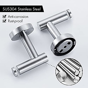 KES Glass Shelf for Bathroom Rectangular 20-Inch Floating Shelves 3 Pack with Rustproof Stainless Steel Brackets Wall Mounted Brushed Finish, A2021-2-P3