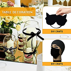 Syhood Christmas Velvet Ribbon with Gold Edge Waterproof Wrapping Velvet Wired Ribbon Decoration for Xmas Wreath Bows Floral Craft Ornaments(3/8 Inch x 20 Yard,Black)