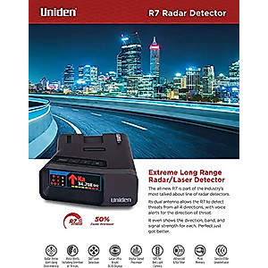 Uniden R7 Extreme Long Range Laser/Radar Detector and Scosche 1080p Dash Cam Bundle. Radar w/Built-in GPS, Real-Time Alerts, Dual Antennas, Front/Rear & Directional Arrows, Red Light Camera Alerts