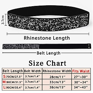 Tgirls Rhinestone Waistband Elastic Belt Crystal Wedding Sashes Belts Bling Wide Waist Belt Elegant Dress Belts (Black, Small)