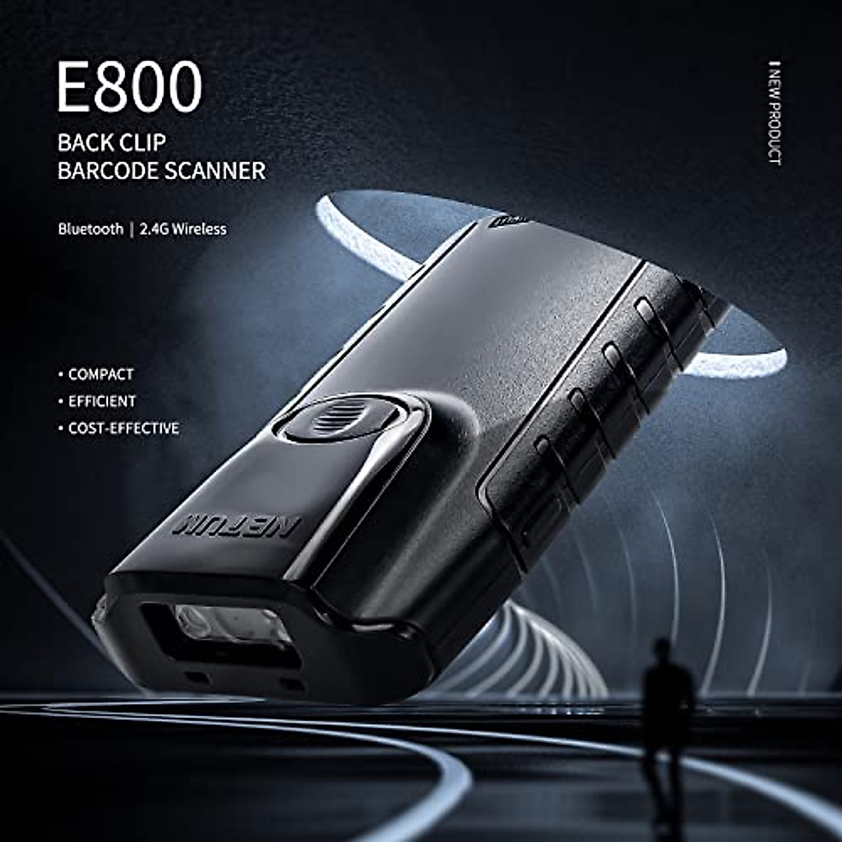 NETUM Bluetooth 2D Barcode Scanner, 3-in-1 Small Portable QR Bar Code Reader Automatic Wireless Gun Scan Back Clip Work with Tablet iOS Android Windows MacOS for Warehouse Inventory POS - E800