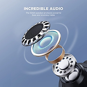 HTC True Wireless Earbuds 7 Bluetooth 5.3, in-Ear Headphones Noise Cancelling 10mm Driver with Deep Bass for Gaming, Working -40ms Ultra Low Latency/22H Playtime/Game Modes/Built-in Mic-Black