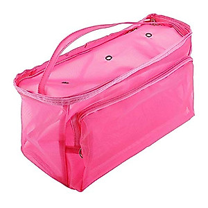 Fdit Knitting Bag Yarn Storage/Portable Tote Crochet 3 Holes Storage Bags to Protect Yarn Prevent Tangling(Rose Red)