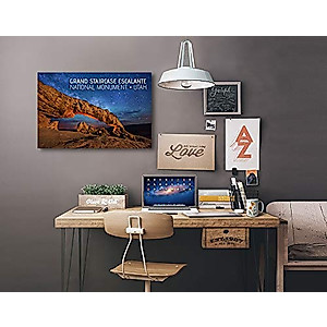 Grand Staircase-Escalante National Monument, Utah, Arch under Milky Way Press (24x36 Gallery Quality Metal Art, Aluminum Decor)