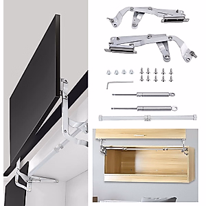 GYKLE Cabinet Door Hinges, Folding Lift up Top Table Vertical Swing Lift Up Stay Pneumatic Arm Kitchen Mechanism Hinges Durable Silent