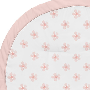 Sweet Jojo Designs Pink Flower Blossom Girl Baby Playmat Tummy Time Infant Play Mat - Blush Shabby Chic Farmhouse Daisy for Burgundy Watercolor Floral Collection