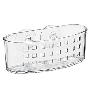 iDesign BPA-Free Plastic Bathroom Suction Organizer Basket - 6.5" x 2.75" x 2.5", Clear