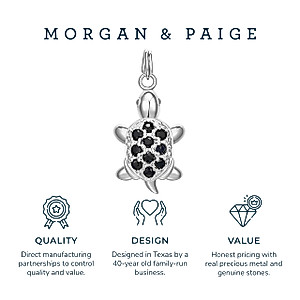 MORGAN & PAIGE Sterling Silver Genuine Blue Sapphire Pave-Setting Clasp Drop Style Turtle Charm