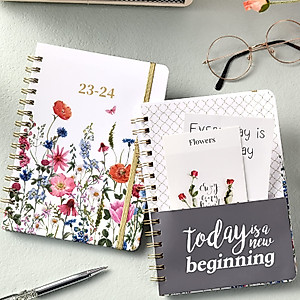 Planner 2023-2024 - Academic Planner 2023-2024, Jul.2023 - Jun.2024, 2023-2024 Planner, 2023-2024 Planner Weekly & Monthly with Tabs, 6.4" x 8.5", Hardcover + Back Pocket + Twin-Wire Binding, Daily Organizer - Flowers