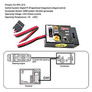Mini Gyro Module for RC Cars Drift Drive, Automatic Stability Control Gyro | Sensitivity Adjustable, Easy to Operate, R484 Analog SMM System Mini RC Car Gyro Stabilizer 4-6V for WPL D12