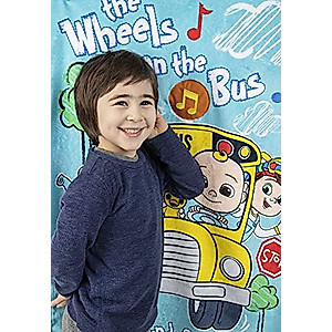 CoComelon Musical Warm, Plush, Throw Blanket That Plays The Theme Song - Extra Cozy and Comfy for Your Toddler, Blue