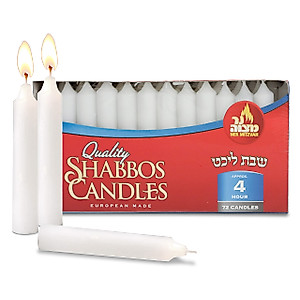 Ner Mitzvah Classic White Taper Candles – 7 Inch Candles - 60 Bulk Pack - for Shabbat Candles, Dinner Tables, Restaurants, Ceremonies and Emergency - 6 Hour Burn Time