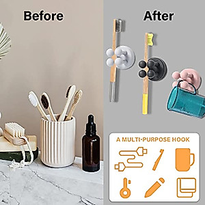 12pcs Self Adhesive Wall Mounted Silicone Hooks,Multi-Function Hook Waterproof Self Adhesive Toothbrush Hook Plug Holder,Functional Utility Hooks for Kitchen Bathroom Home Office (6 Color)