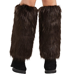 Nanxson Womens Fur Leg Warmer Winter Furry Long Boot Cuffs Cover TTW0034 (Coffee)