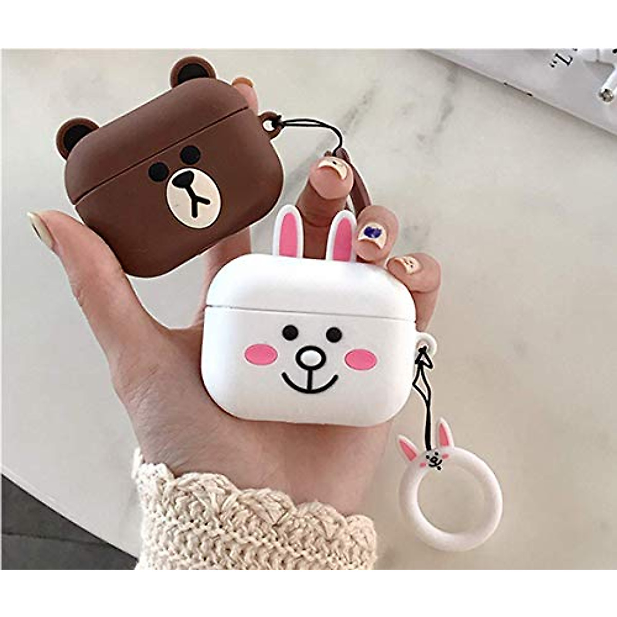ZAHIUS Airpods Pro Silicone Case Funny Cover Compatible for Apple Airpods Pro[3D Cartoon Pattern][Designed for Kids Girl and Boys][Small Bear]