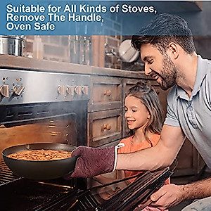 Hyoank Wok Pan, 12.5'' Flat Bottom Iron Woks, Woks and Stir Fry Pans with Lid, Carbon Steel Wok Suits for all Stoves