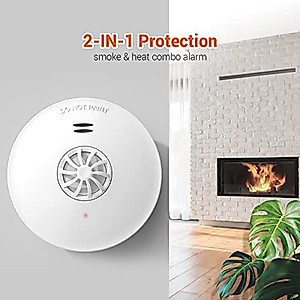 Jemay 2-in-1 Smoke and Heat Detector Alarm,Non-Disturb Mode Fire Alarms Smoke Detectors,10-Year Battery Sealed (Non-Removable),Photoelectric Sensor Alarm,with Easy Install and Test Button,AW192