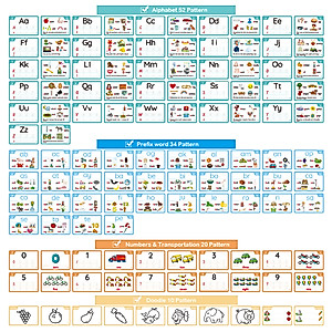 120 PCS, 236 Pictures Alphabet Flash Cards for Toddlers 2-8 Years, Toddler Flash Cards, Phonics Words Flash Cards, with Animals, Fruits, Vegetables, Numbers, Phonics, Alphabet, Drawing, Writing